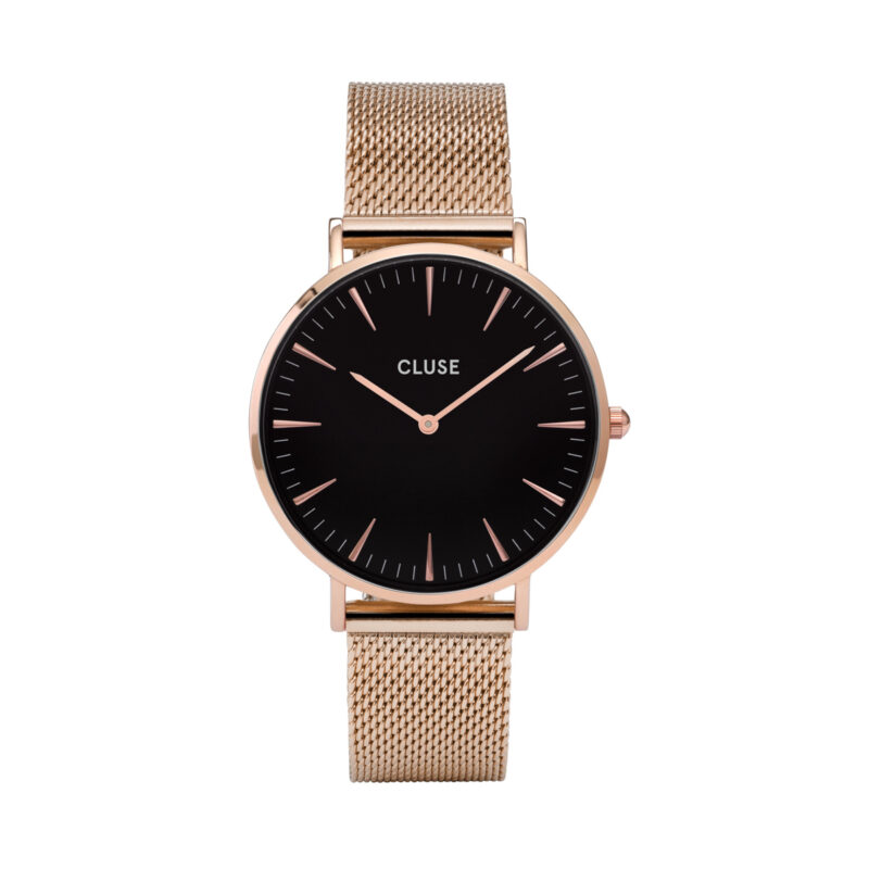 Cluse La Bohém Mesh Rose Gold Case, Black Dial - Cl18113 - Watch Shop Calan